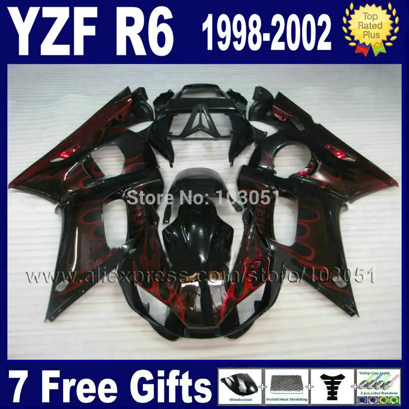 Kit de carenados para YAMAHA R6, 1998, 1999, 2000, 2001, 2002, rojo ...