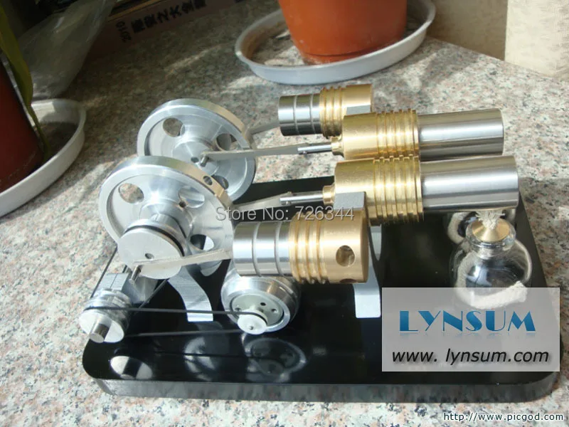 Double Cylinder Double Flywheel Hot Air Stirling Engine Power ...