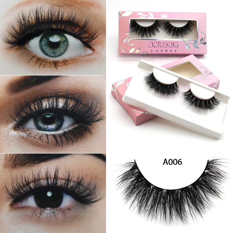 A006 3D Mink eyelashes V cross shaped fake lashes Medium dramatic ...