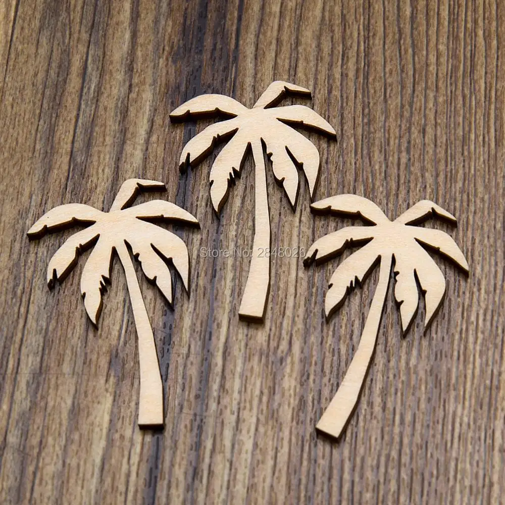Laser Cut Wooden Palm tree Tag Ornaments, unfinished wood decoration ...
