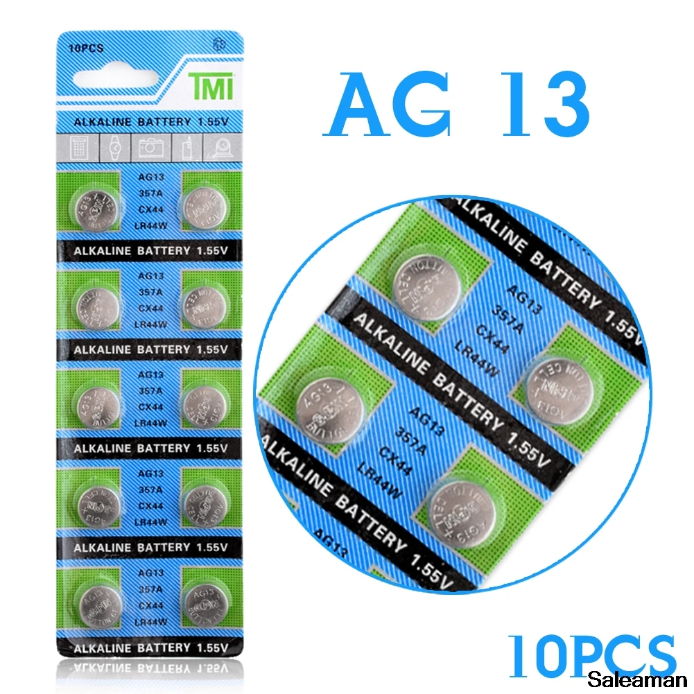 Saleaman 2017 wholesale 10 Pcs AG13 LR44 357A S76E G13 Button Coin Cell ...