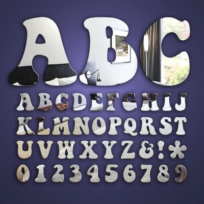 MEYA 26 english alphabet 3D mirror sticker for Kids home mirror ...