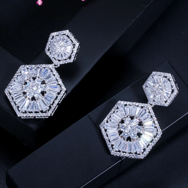 CWWZircons, высокое качество, 925 пробы, Серебряная булавка, роскошные серьги с кубическим ...