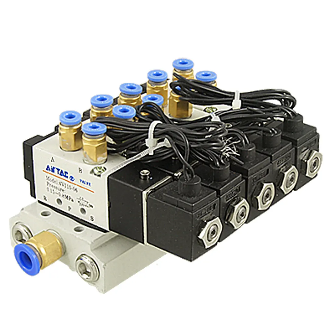 DC 24V 5/32" Quick Fitting 2 Position 5 Way 5 Solenoid Valve w Base ...