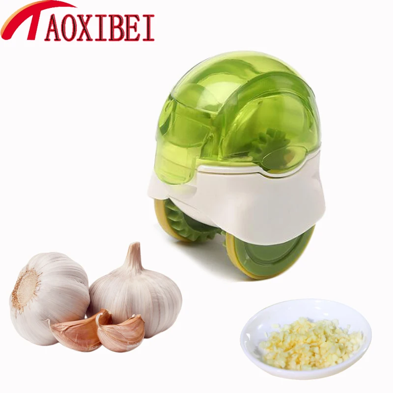TAOXIBEI Mini Plastic Rolling Garlic Cutter Garlic Press Grater Spice ...