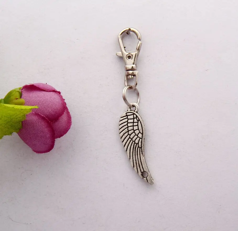 Angel Wings Wing New Fashion Vintage Rotating Keychain Silver Charms ...