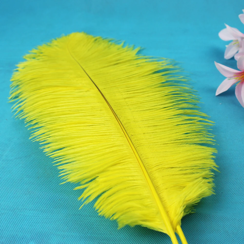 10 PCS nature beautiful yellow ostrich feathers wholesale 50 to 55 cm ...