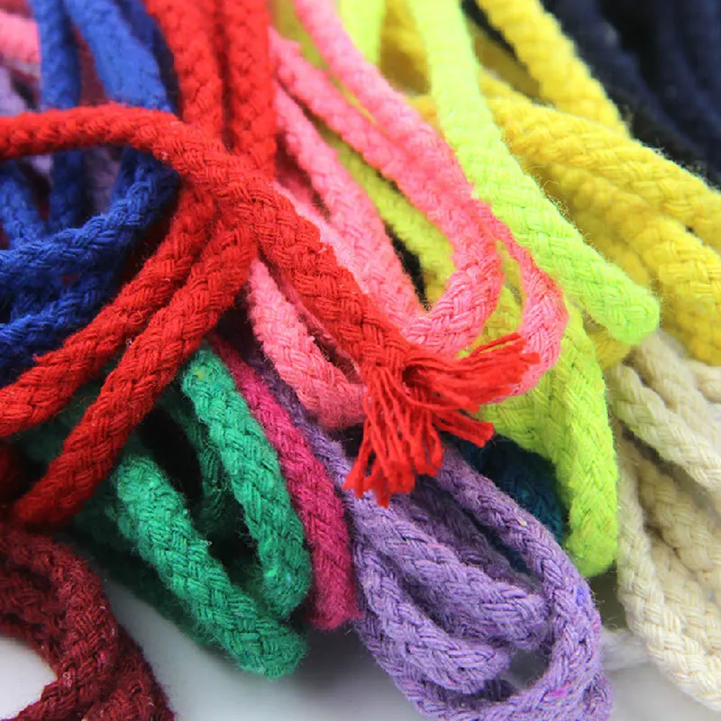5 6MM Handmade Braided Cotton Rope Colored Decorative Drawstring Cord ...