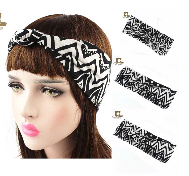 Women Cotton Elastic Bohemian Turban Headbands Headband Headwear