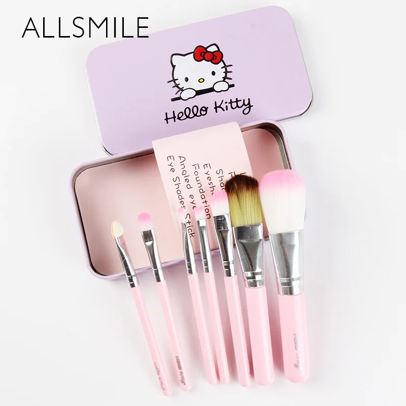 Hello Kitty 7 Pcs Makeup brush Cosmetic Tools Set Kit Facial Brushes ...
