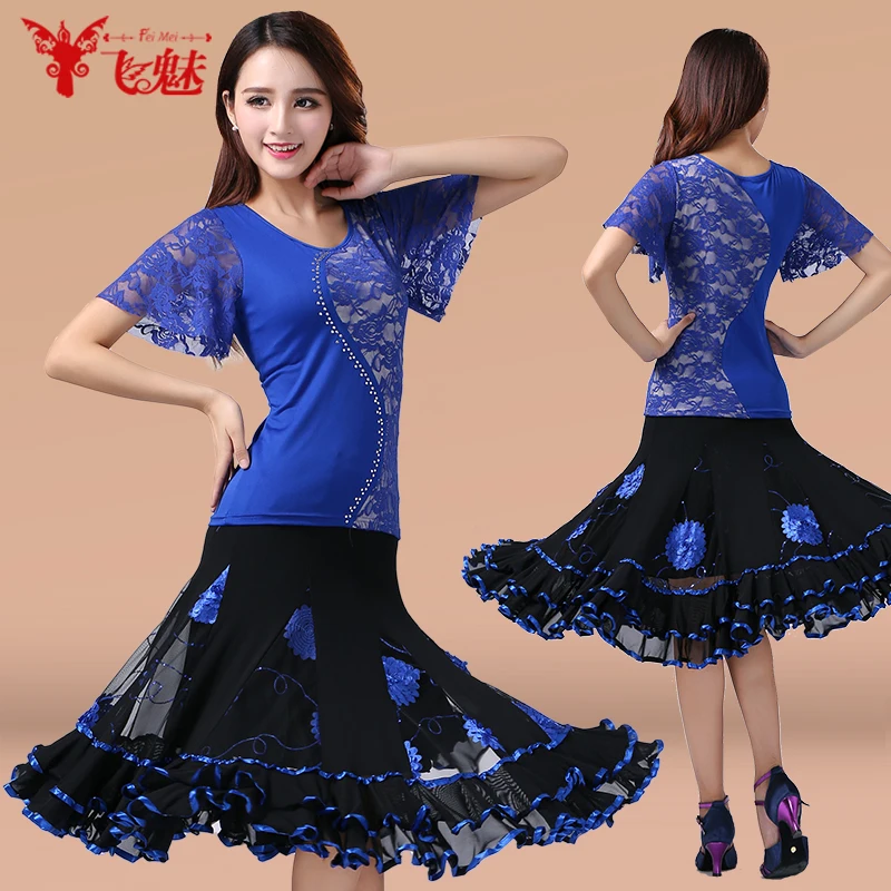 square dance clothes suit (lace tops+flowers skirt)2pcs/set Square ...