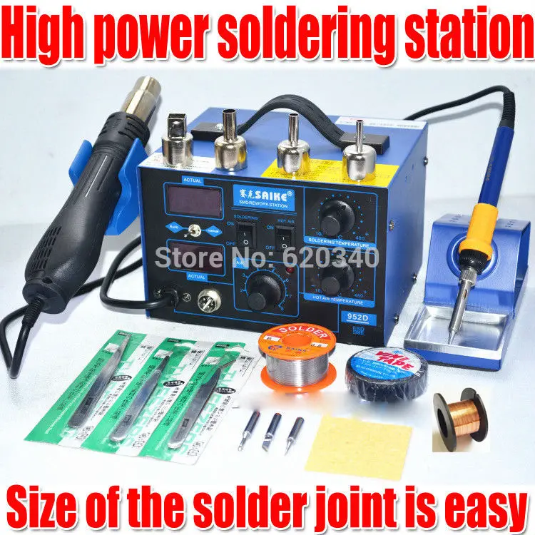 Free Shipping Saike 952d Hot Air Gun + Soldering Iron 2in1 Power 760w Bga Rework Station Welding ...