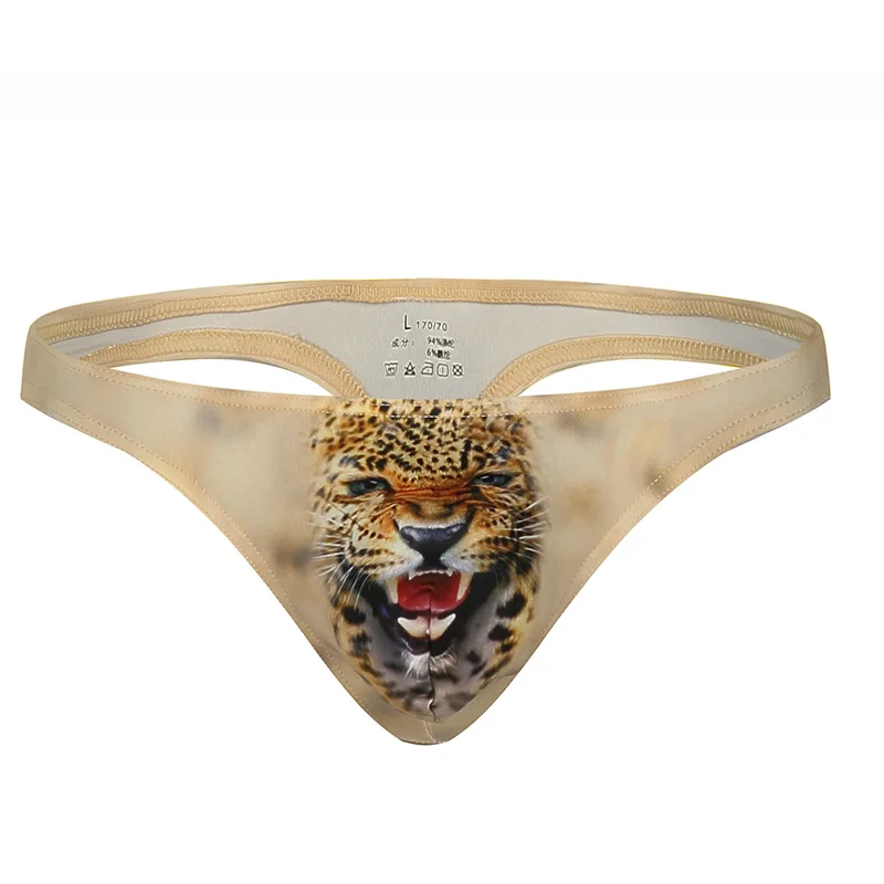 M L XL Big Size 3D Animal Leopard Wolf Sexy G String Low Waist Pouch ...