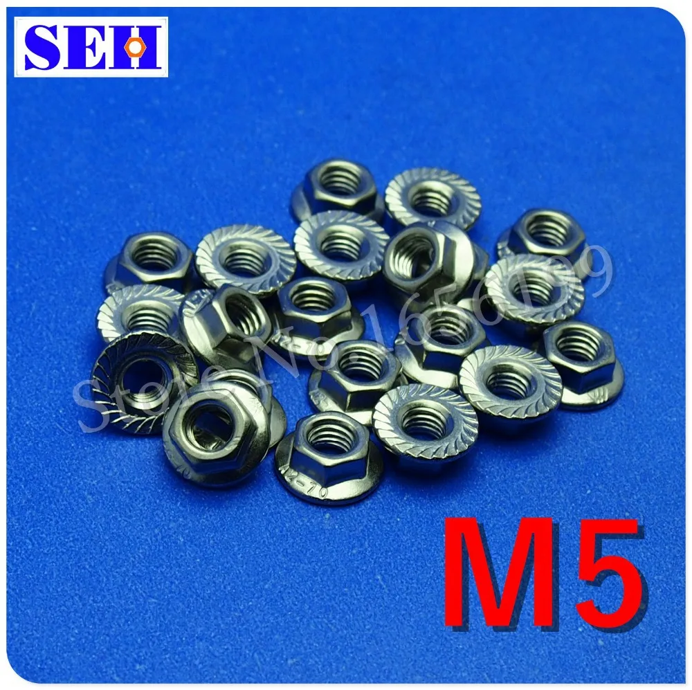 50pcs 100% New Nut M5 stainless steel Hex Head Flange Nutsert Serrated ...