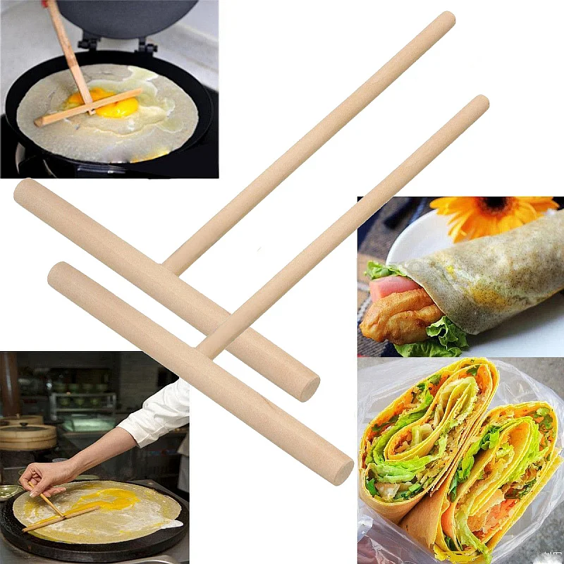나무 크레이프 메이커 팬케이크 반죽 스프레더 스틱 2 개 주방 Diy 조리기구 도구 레스토랑 매점 용품pancake Battercrepe Maker