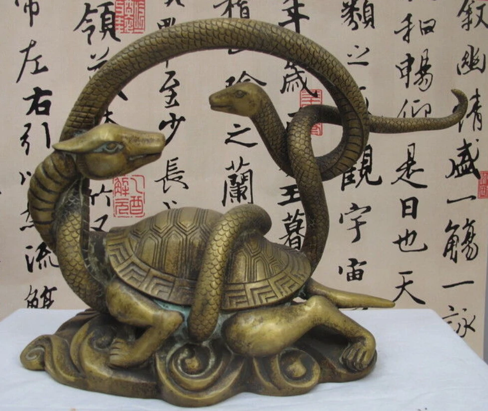 Suirong---522+++13.6"chinese Folk Feng Shui Bronze Black Tortoise Snake ...