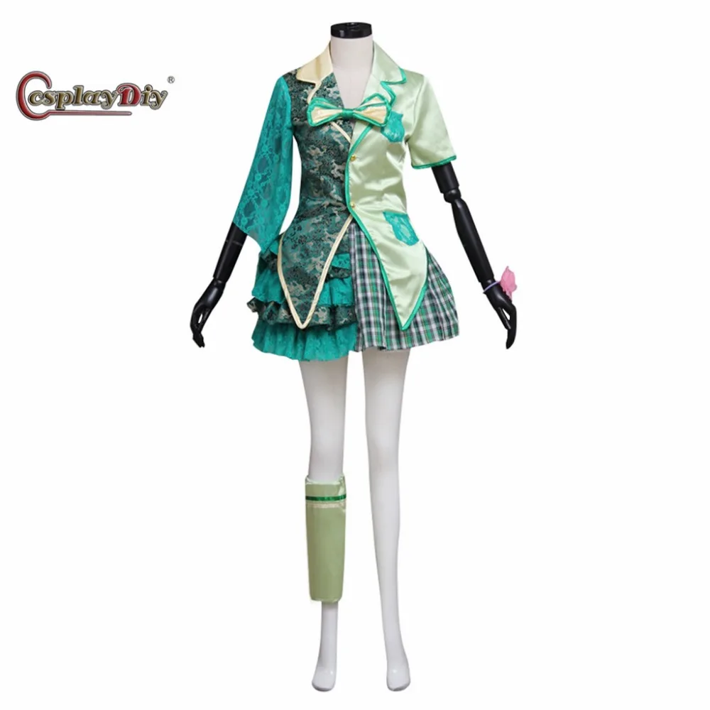 Cosplaydiy Momoiro Clover ariyasu momoka Green Dress Costume Adult ...