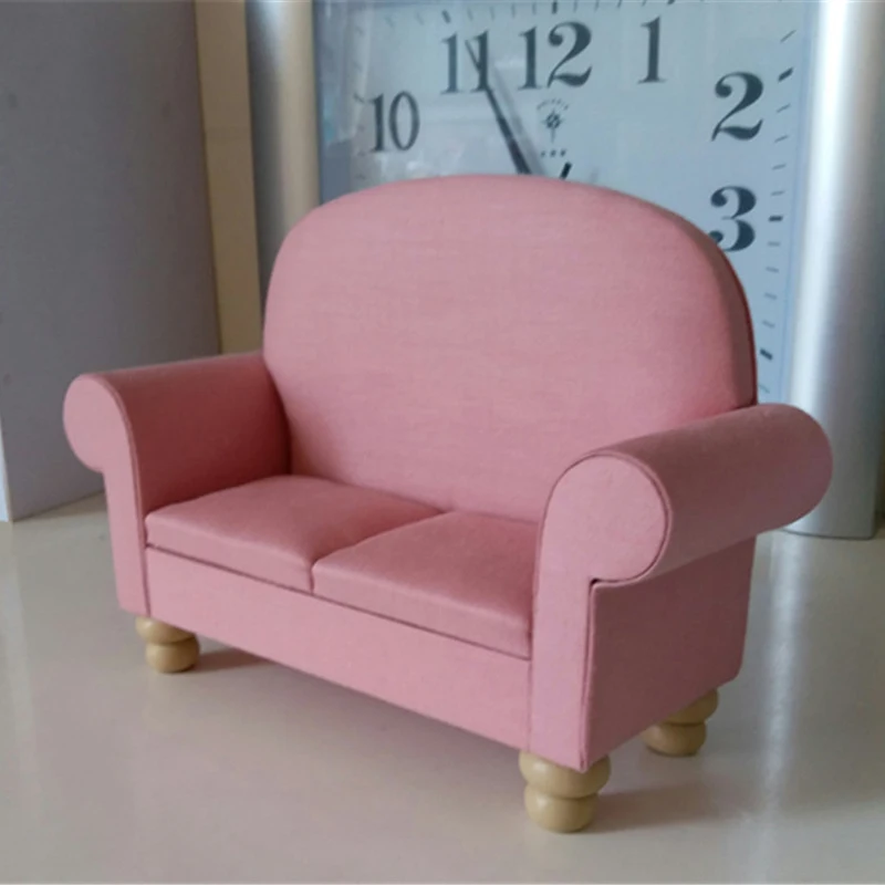 1/6 dollhouse Furniture toy for dolls Miniature pink Sofa kawaii Mini ...
