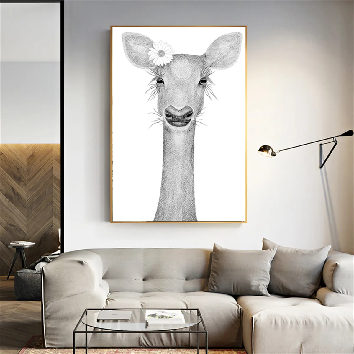 Modern-duvar-sanat-siyah-beyaz-kroki-z-rafa-i-ekler-tuval-ya-l-boya ...