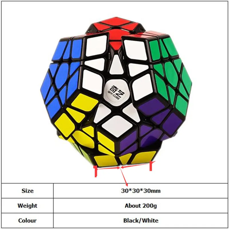 QIYI 3X3 Megaminxeds Magic Cube Black White Speed Professional 12 Sides ...