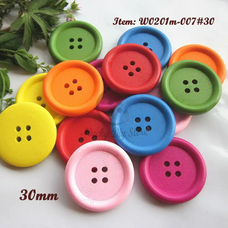 60pcs-4-holes-30mm-colorful-wood-buttons-for-coat-hat-scarves-and-other ...