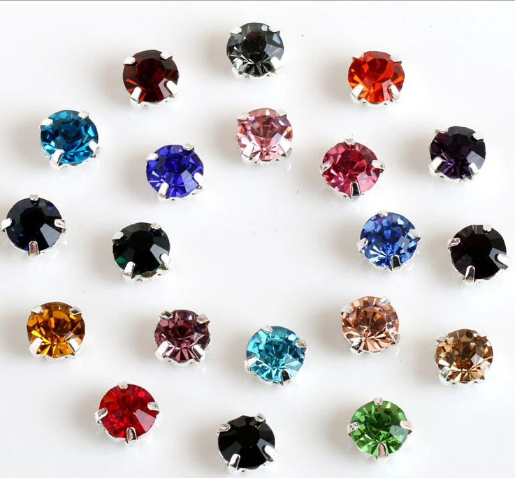 4mm Mix Colors Fancy Stones Round Fancy Stones Silver & Gold Metal Claw ...