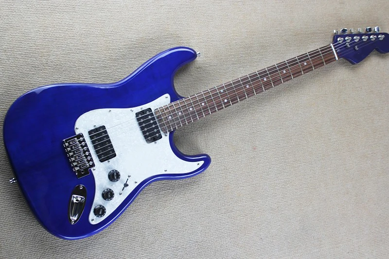 Factory Custom Dark Blue Electric Guitar With Hh Pickupsrosewood