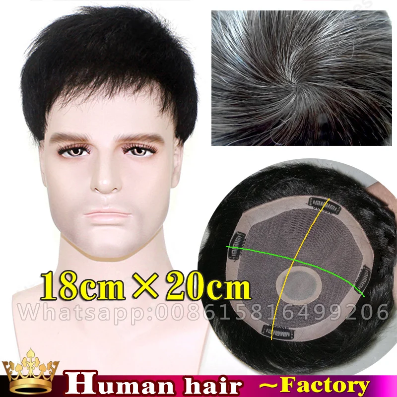 Human Real Hair Top Toppers Replacement System For Men Hair Thin Skin ...
