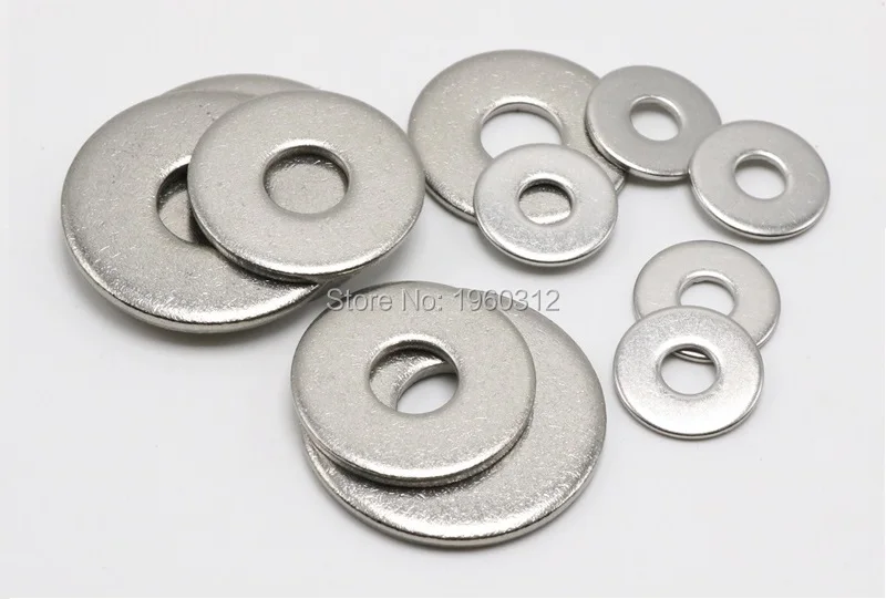 50Pcs/lot M2.5 M3 M3.5 M4 M5 M6 M8 M10 DIN9021 GB96 304/A2 Stainless Steel Large Size Flat ...