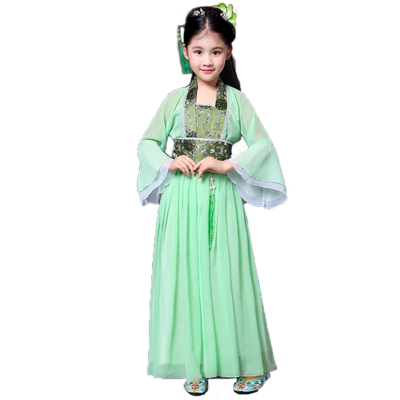 Chinese Hanfu Dress Fairy Folk Dance Costumes For Kids Traditional ...
