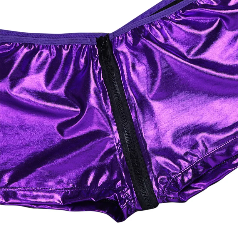 New Fashion Mens Patent Leather Zipper Underwear Boxer Sexy Gay Men's ...