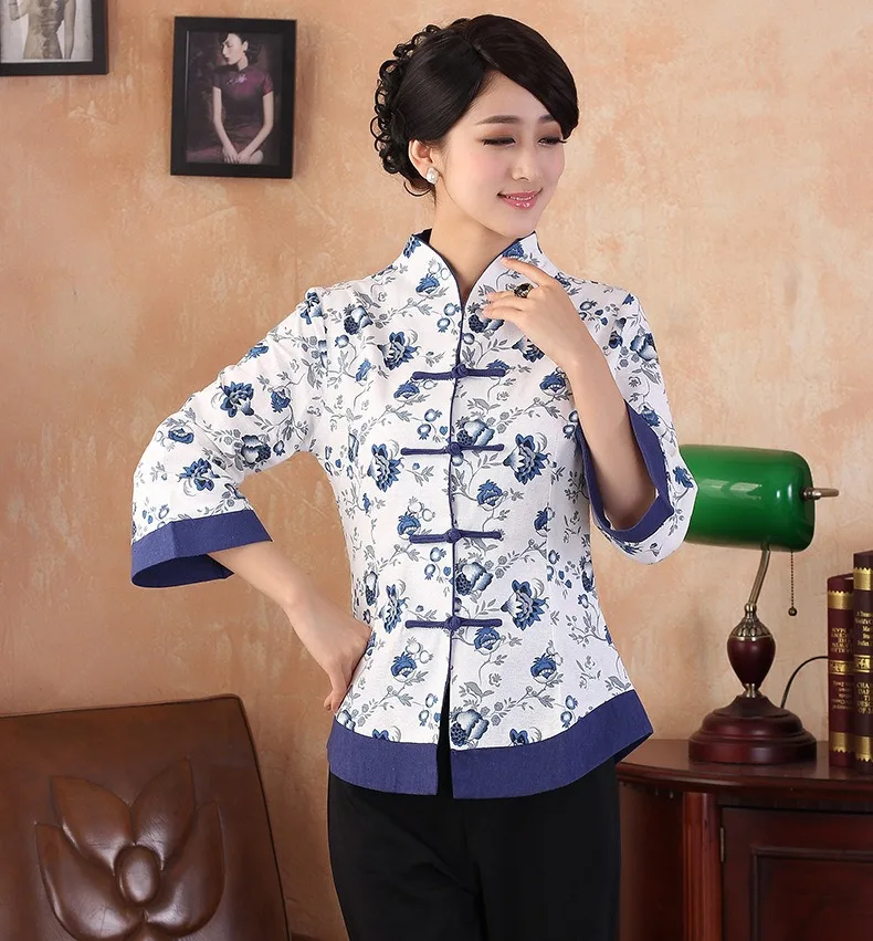 Shanghai Story New Arrival mandarin collar traditional Chinese tops ...