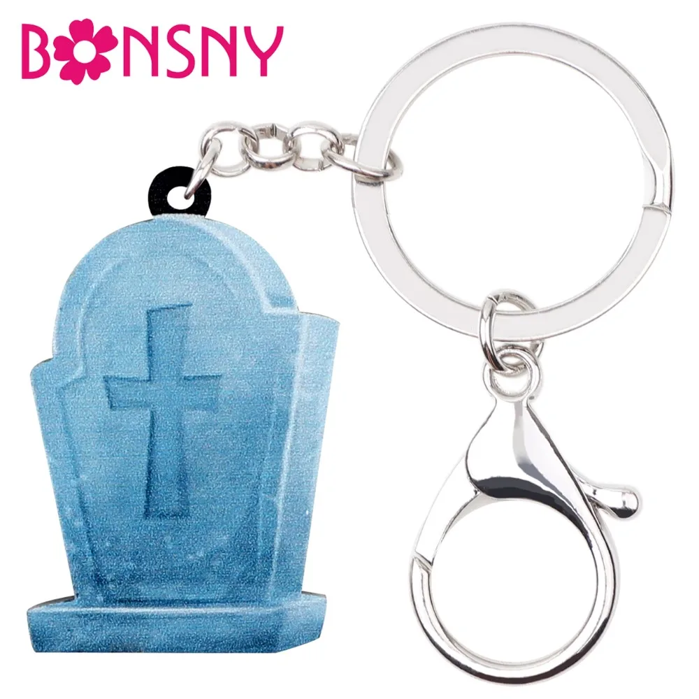 Bonsny Acrylic Halloween Punk Grave Tomb Key Chains Keychain Ring ...