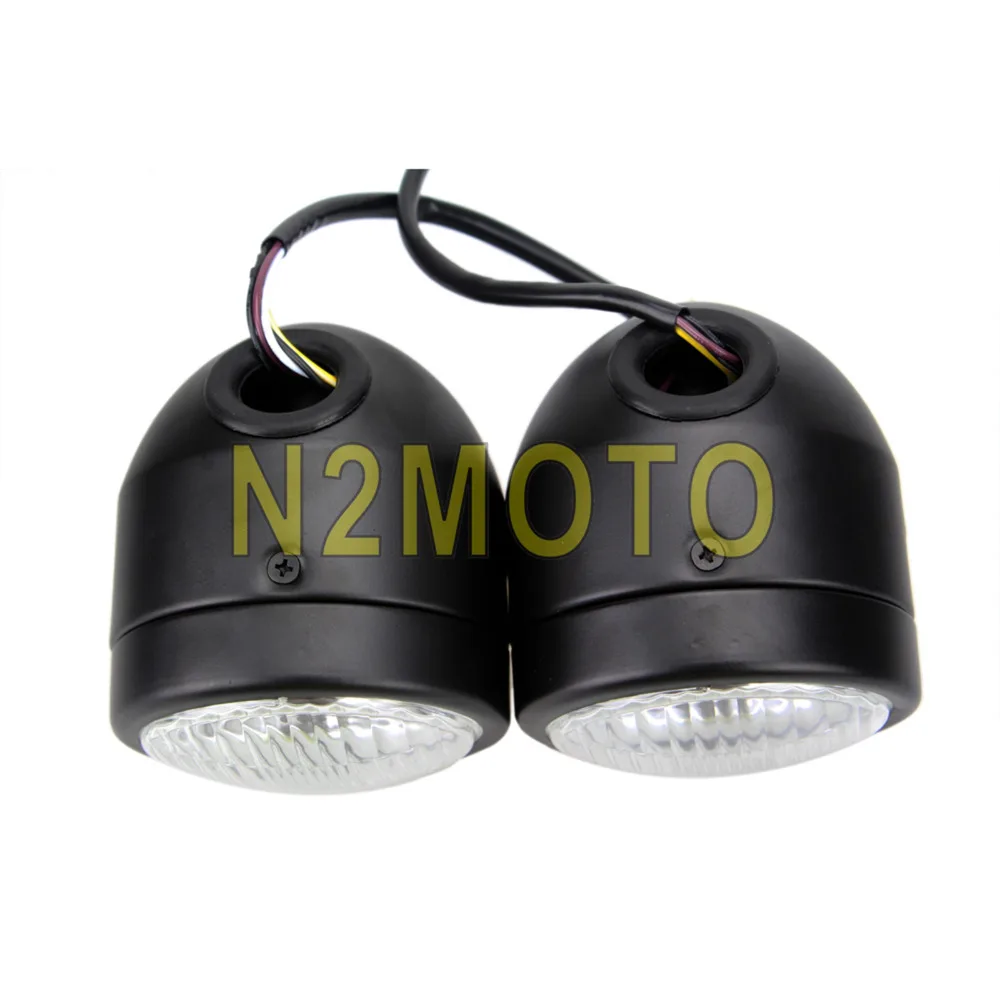 Universal Double Round Black Dominator Motorcycle 4" Headlight Farol ...