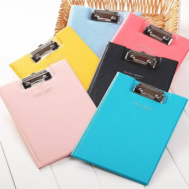 50PCS-Candy-Color-Multifunction-Leather-Folder-File-Clipboard-A5 ...