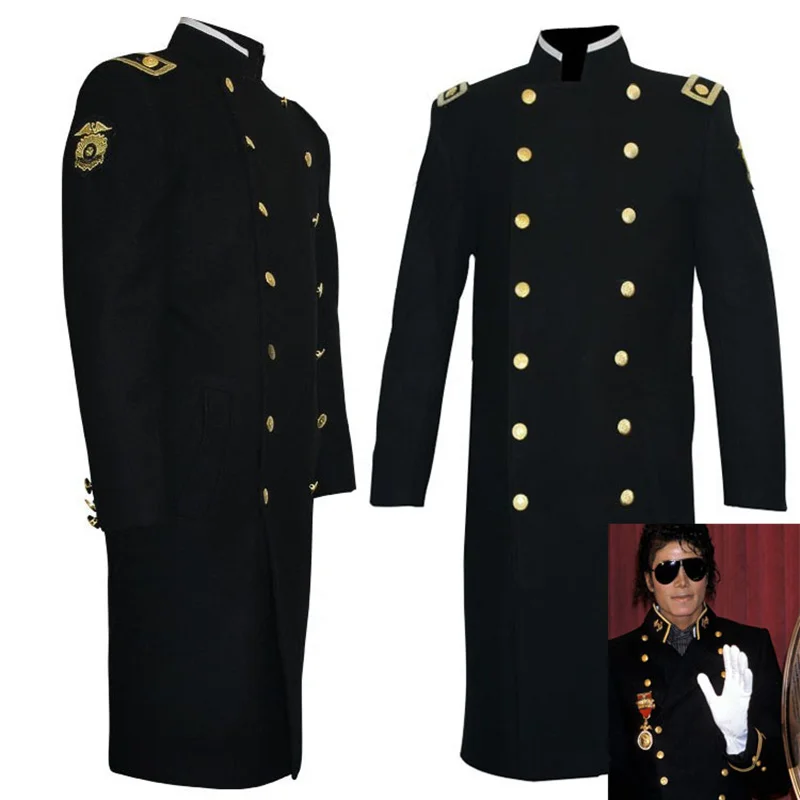 Rare-MJ-Michael-Jackson-Classic-Mato-Woolen-Black-Military-Overcoat ...
