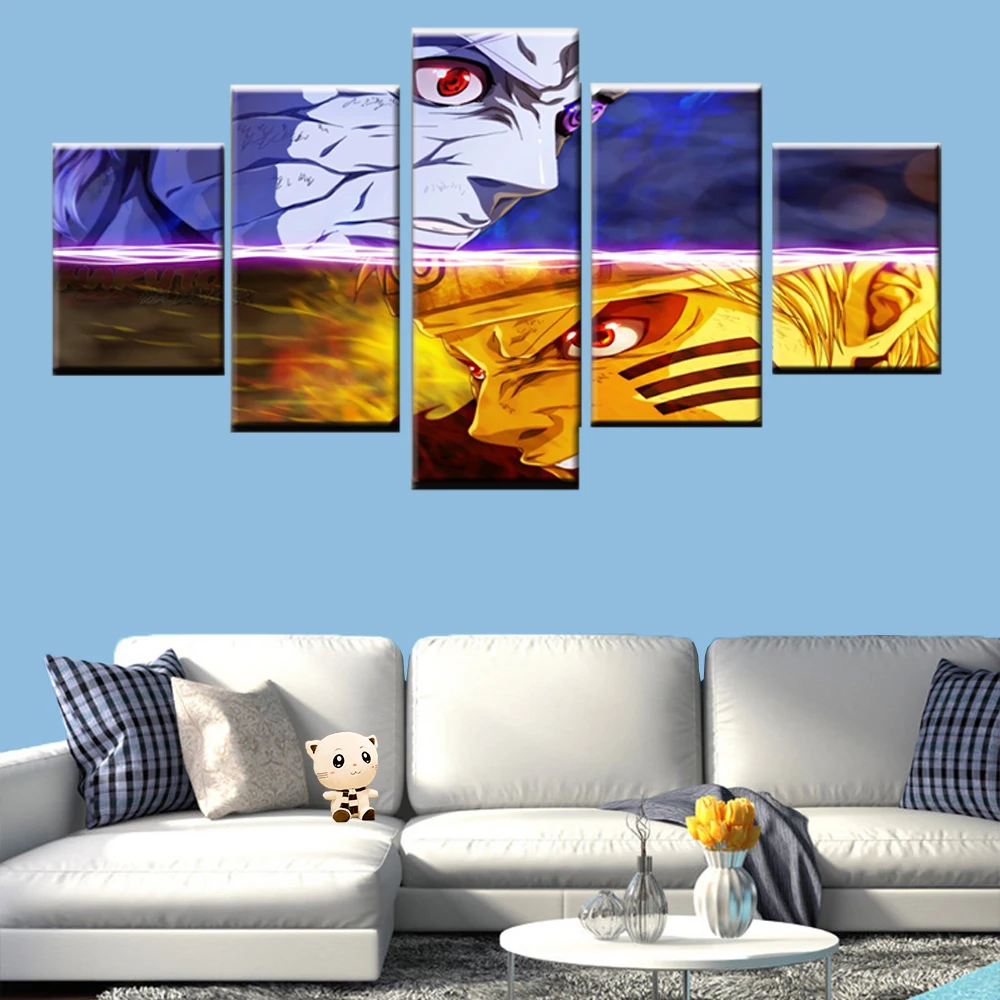 HD Print Picture Canvas 5 Panel Naruto Uzumaki Obito Uchiha Rinnegan ...