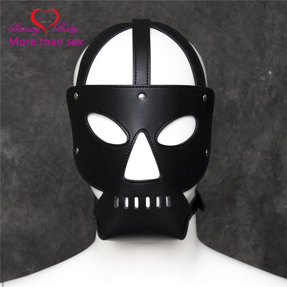 Black Pu Leather Fetish Mask Flirt Sex Slave Adult Games Erotic