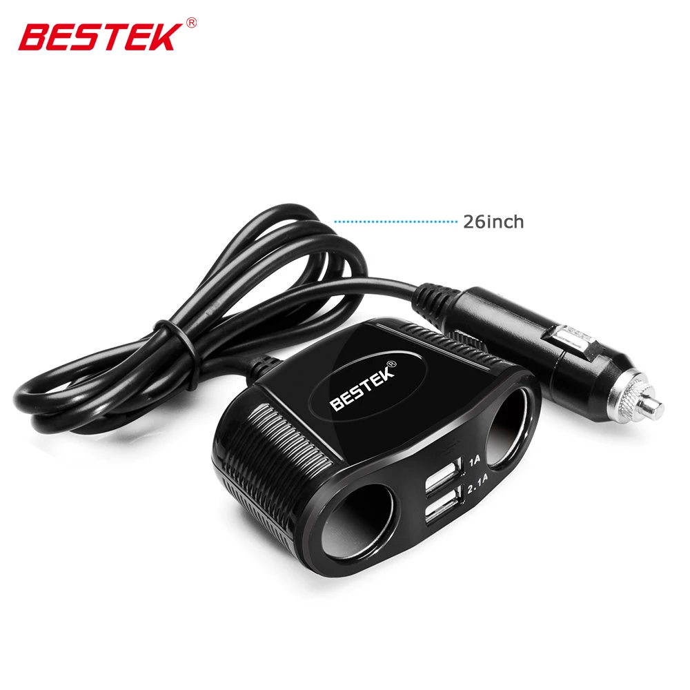 BESTEK 2 Outlet Cigarette Lighter Adapter 3.1A Dual USB Car Charger 12V ...
