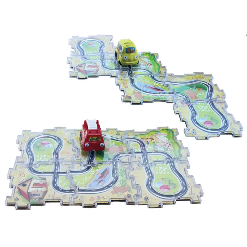(6pcs map & 1 Car )Color Random Children's Toys Winder Railcars 6 piece ...