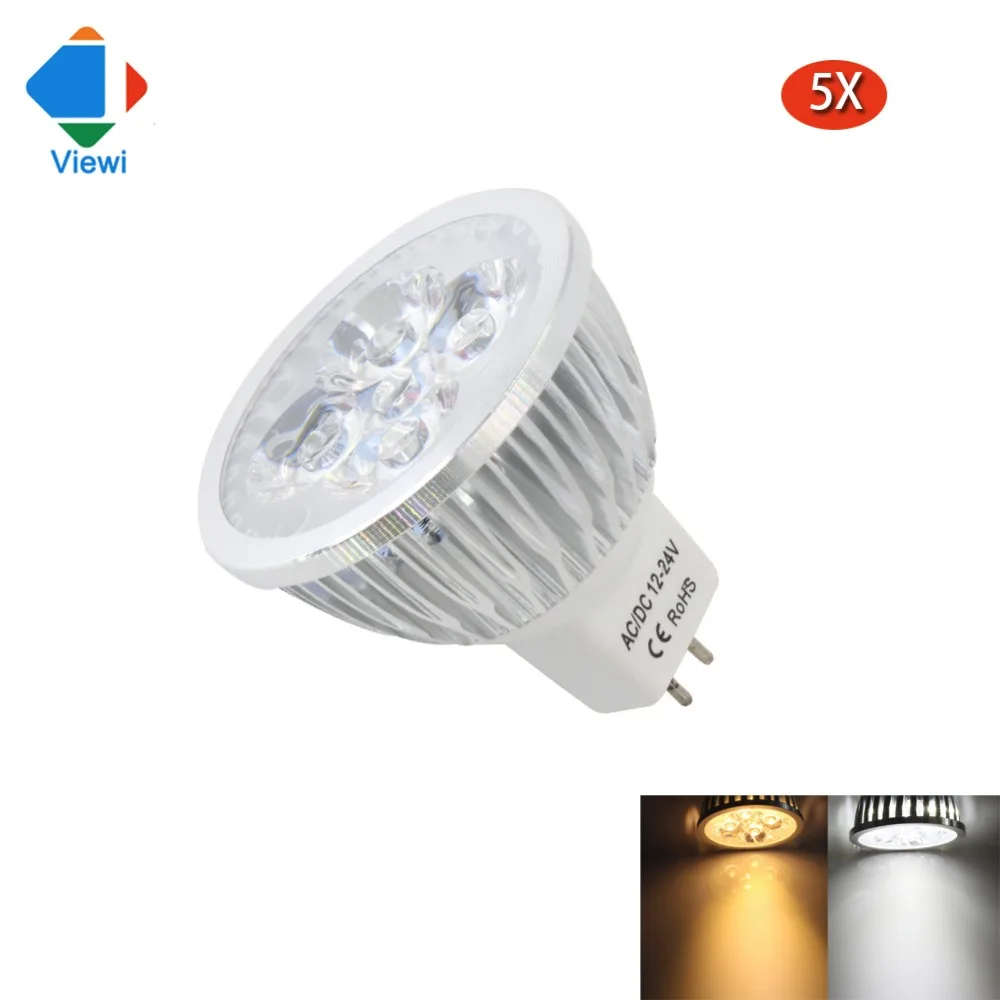 5X ac/dc 12 24 volt spotlights MR16 4*1W epsitar high power 4 watts ...