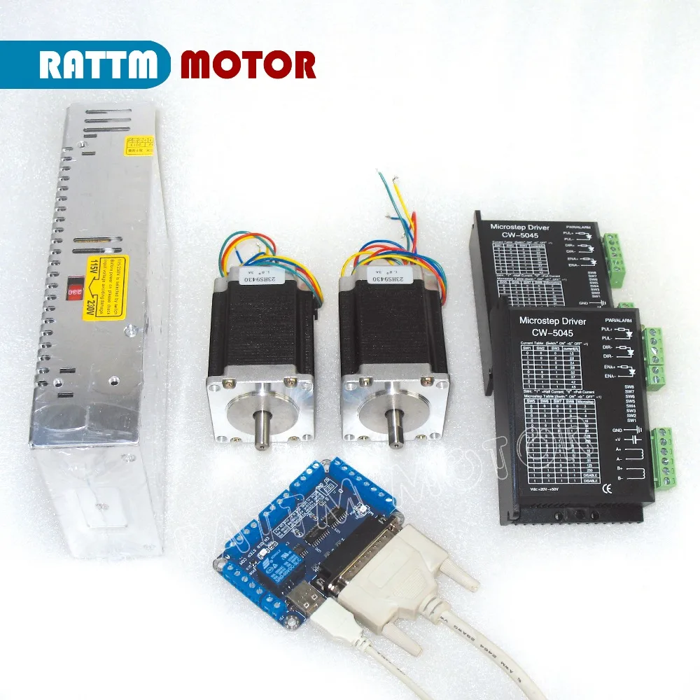 2 Axis CNC controller kit 2 NEMA23 308 oz in stepper motor&driver with ...