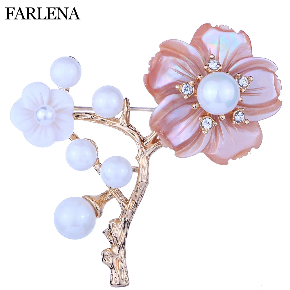 Farlena Jewelry Exclusive Design Beautiful Shell Plum Brooch Pins ...