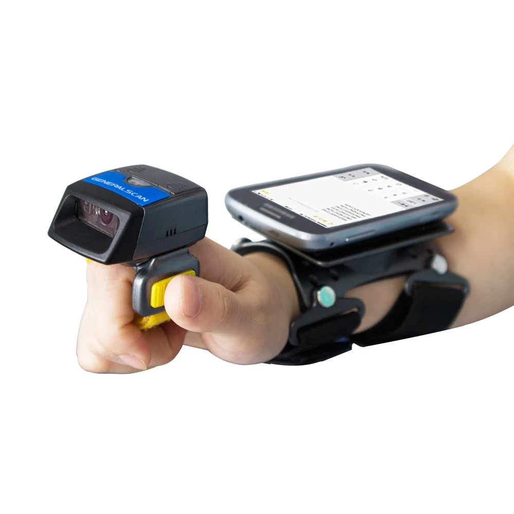 Generalscan 2D Wireless Finger Barcode Scanner with Wearable Armband QR ...