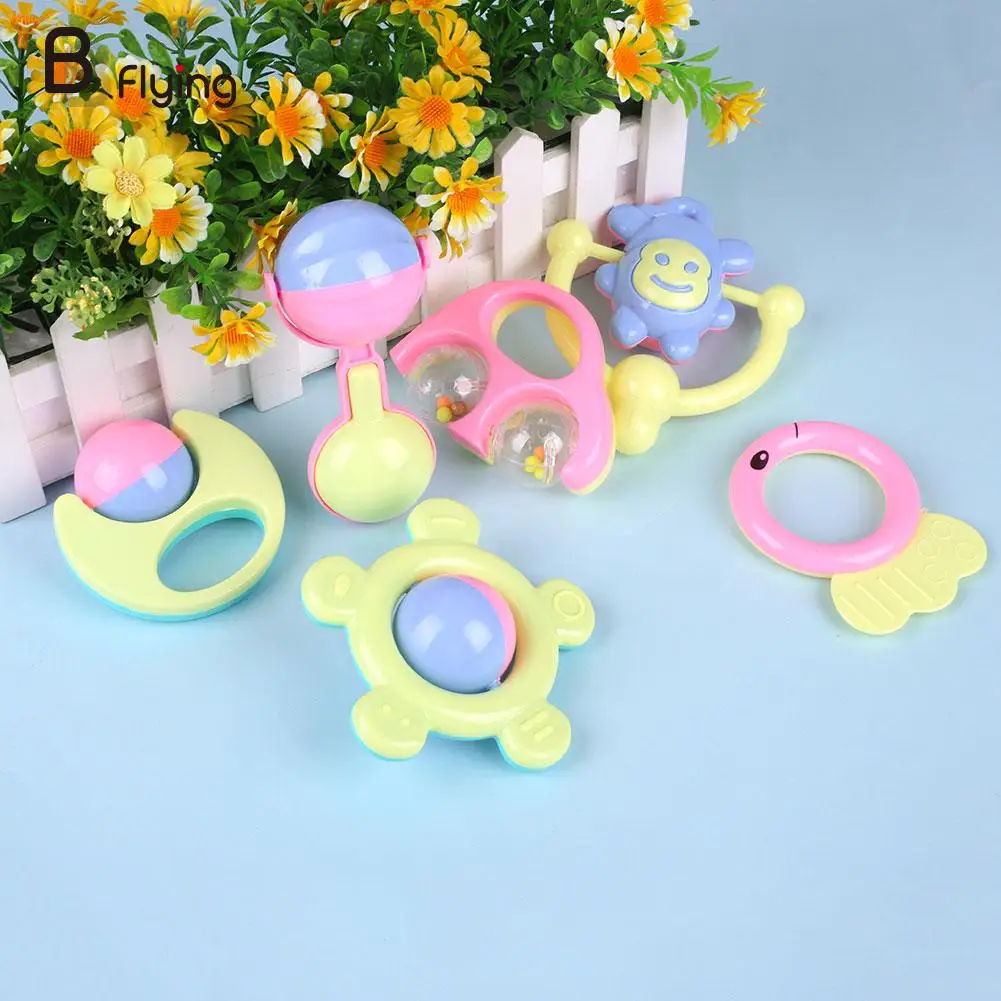 6pcs Lovely Baby Toys Rattles Kids Animal Musical Handbells ...