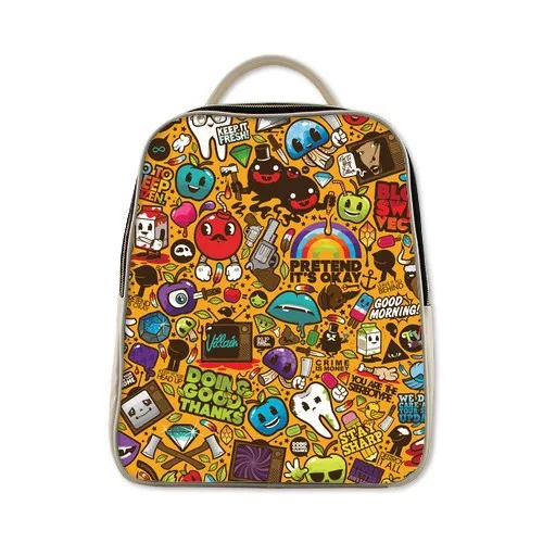 Original Kid School Bags Customized Sticker Bomb Leather Backpack Free ...