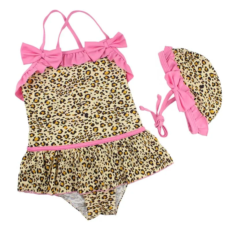 Cute Leopard Printed Baby Girls Swimwear Two Piece Summer Kids Swimsuit ...
