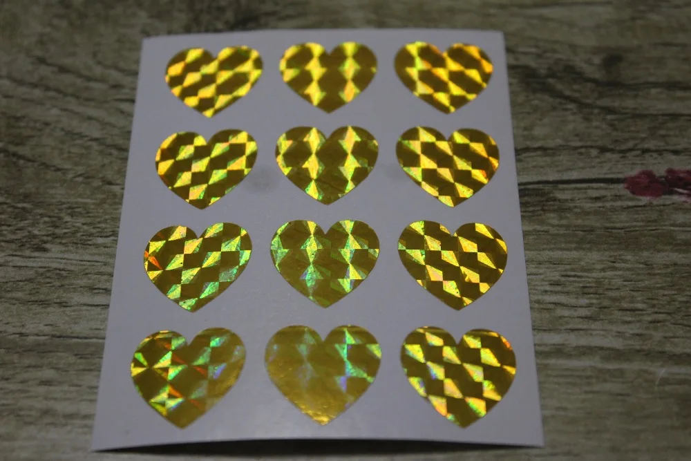 1-9cm-Hologram-Gold-Heart-Stickers-holographic-stickers-heart-vinyl ...