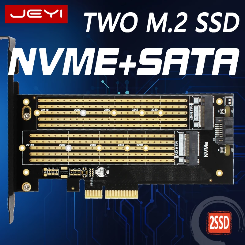 JEYI SK6 M.2 NVMe SSD NGFF TO PCIE X4 adapter M Key B Key dual interface card Suppor PCI Express ...