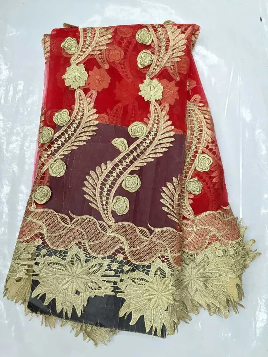 red! Fashionable Design African Soft Woman embroidery Net Lace Fashion ...